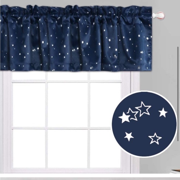 H.VERSAILTEX | Accents | Blue Silver Star Valance Curtain Twinkle Stars ...